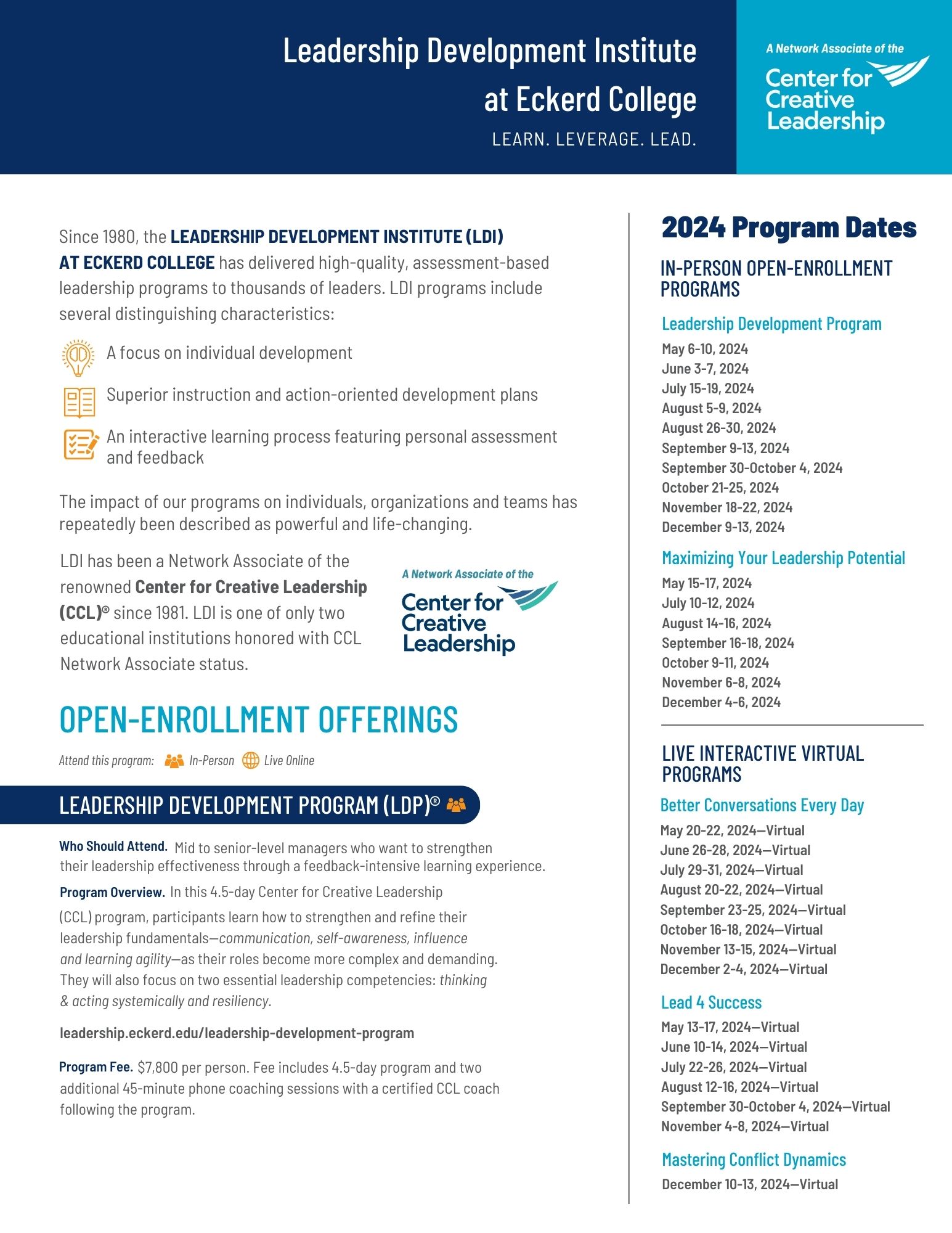 LDI Open-Enrollment Programs - Leadership Development Institute (LDI)